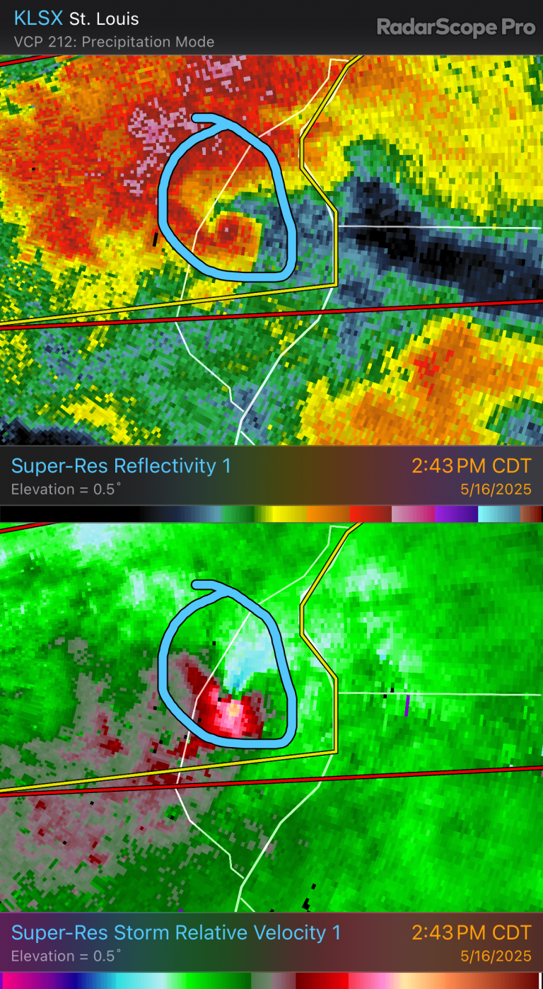 Detecting tornadoes with RadarScope